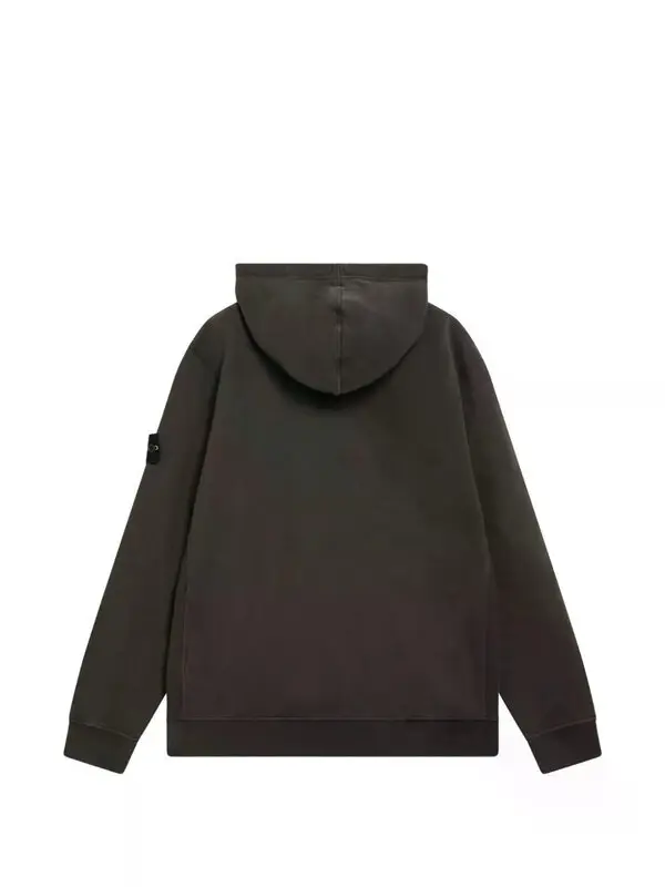 Stone Island 6100048 Brushed Organic Cotton Fleece Regular-fit Hooded Sweatshirt With Thumbhole Cuffs - Grey