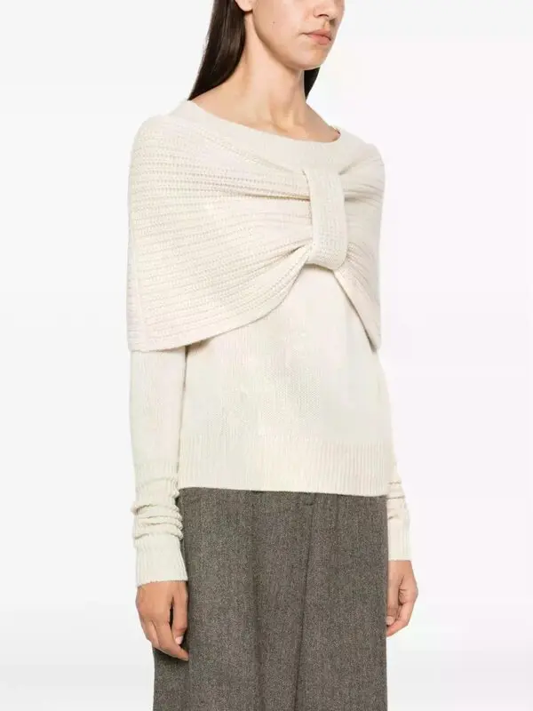 Ermanno Scervino Bow-detail Cashmere Sweater - Neutrals