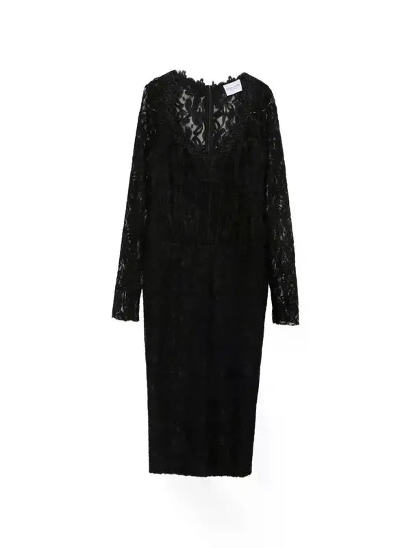 ALESSANDRO LEGORA Lace-overlay Midi Dress