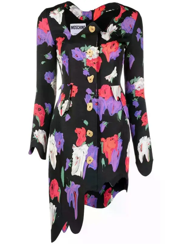 Moschino Floral-print Asymmetric Minidress
