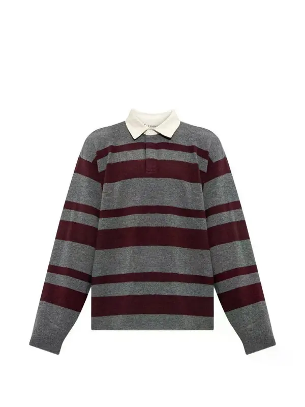 FRAME Rugby Striped Long-sleeve Polo Sweater