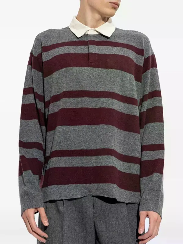 FRAME Rugby Striped Long-sleeve Polo Sweater