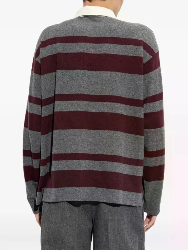 FRAME Rugby Striped Long-sleeve Polo Sweater