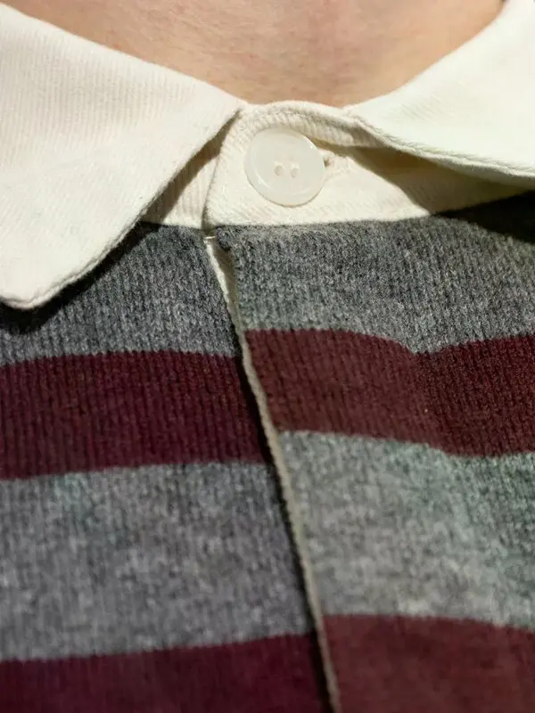 FRAME Rugby Striped Long-sleeve Polo Sweater