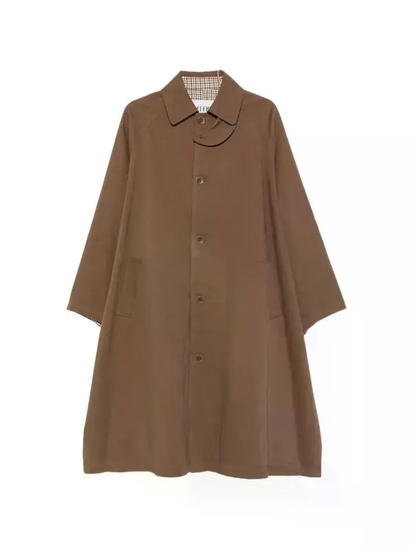 ELEH Gingham-collar Raglan-sleeve Coat