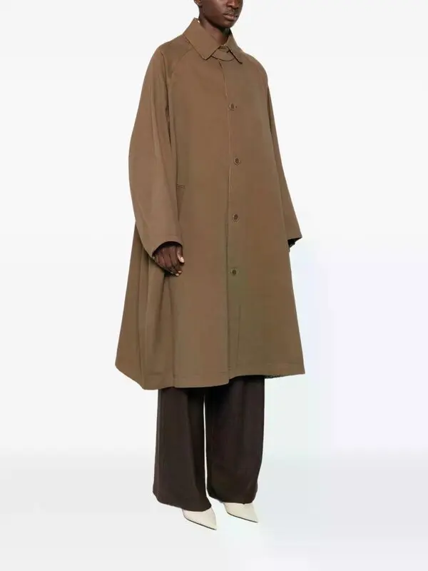 ELEH Gingham-collar Raglan-sleeve Coat