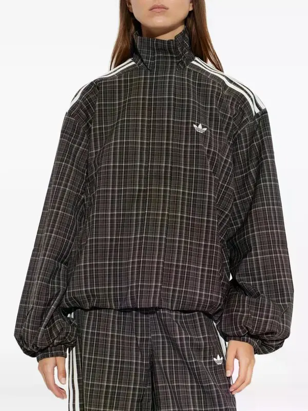 Adidas Check-pattern High-neck Track Jacket