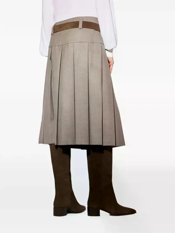 Liviana Conti Belted Pleated Midi Skirt