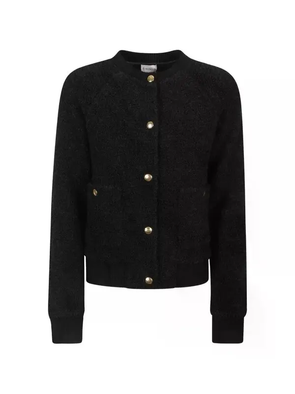 Moncler Bouclé-knit Button-up Cardigan - Black