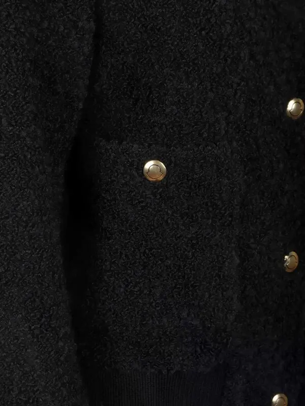 Moncler Bouclé-knit Button-up Cardigan - Black