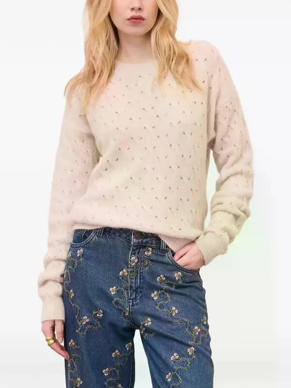 OTTOD'AME Pointelle-knit Long-sleeve Knit - Neutrals