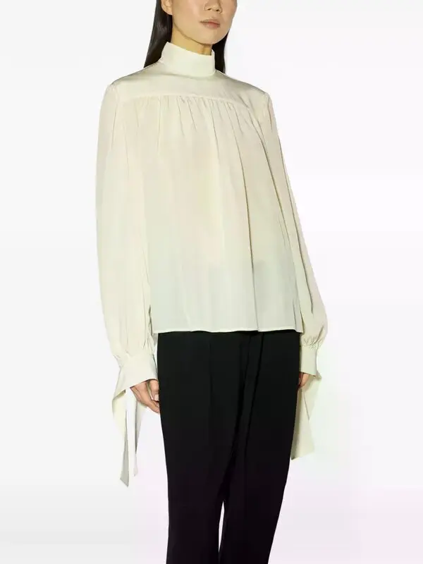 Liviana Conti Emily Gathered Tie-cuff Blouse