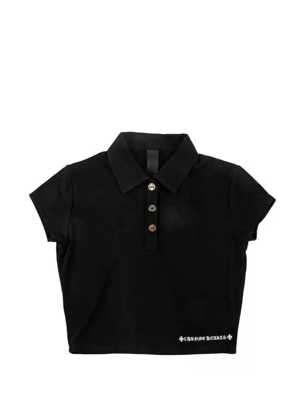 Chrome Hearts Embroidered Cropped Polo Shirt - Black