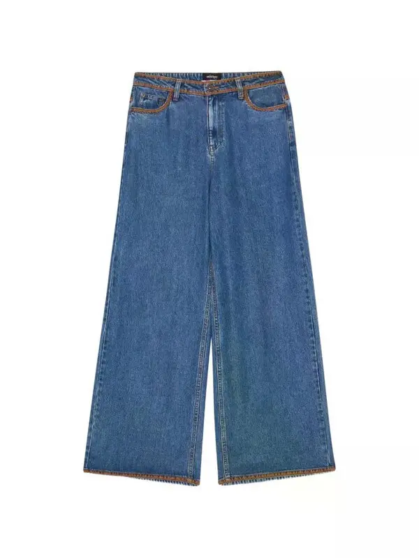 OTTOD'AME Embroidered Wide-leg Jeans