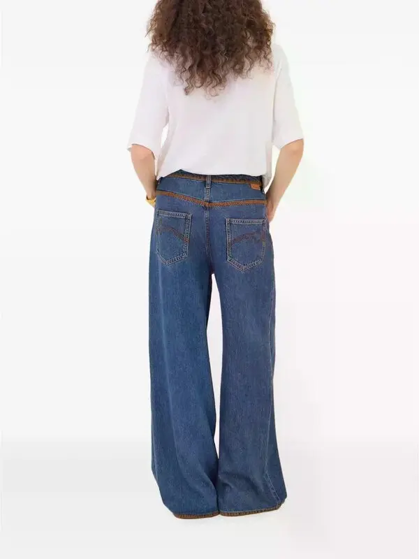 OTTOD'AME Embroidered Wide-leg Jeans