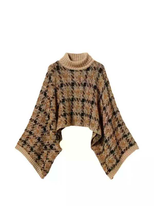 TWINSET Check Jacquard Knit Cape