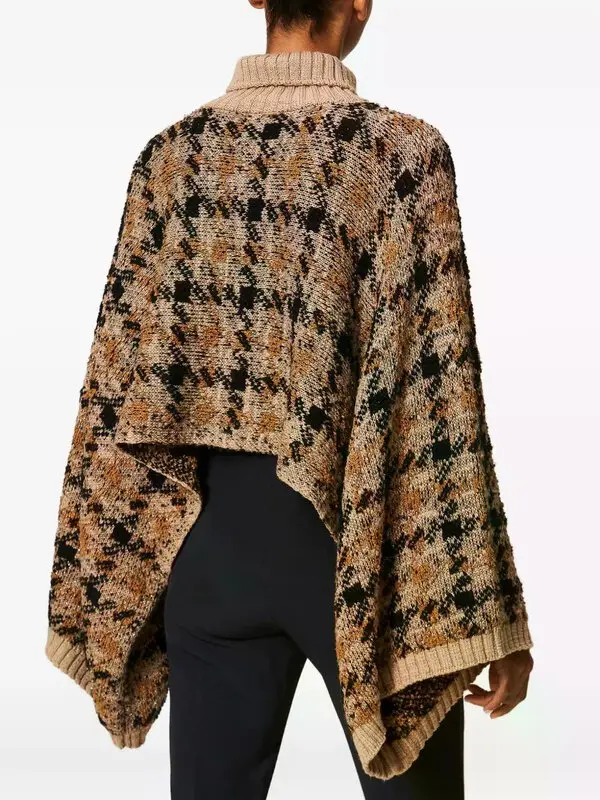 TWINSET Check Jacquard Knit Cape