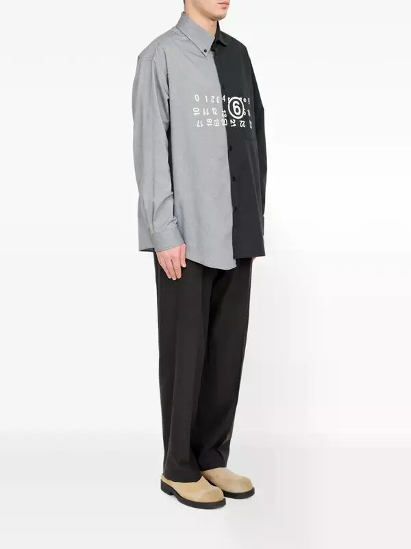 MAISON MARGIELA Logo-print Panelled Shirt - Black