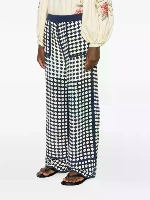 Farm Rio Crochet-knit Wide-leg Trousers
