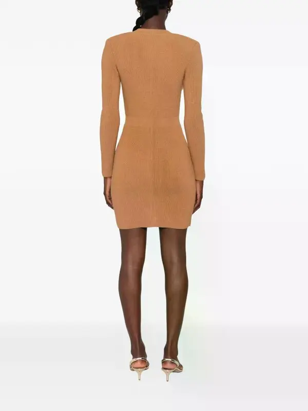 Elisabetta Franchi Double-breasted Ribbed-knit Mini Dress