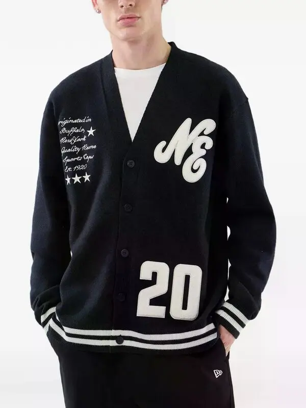 New Era Heritage Logo-patch Button-up Cardigan - Blue