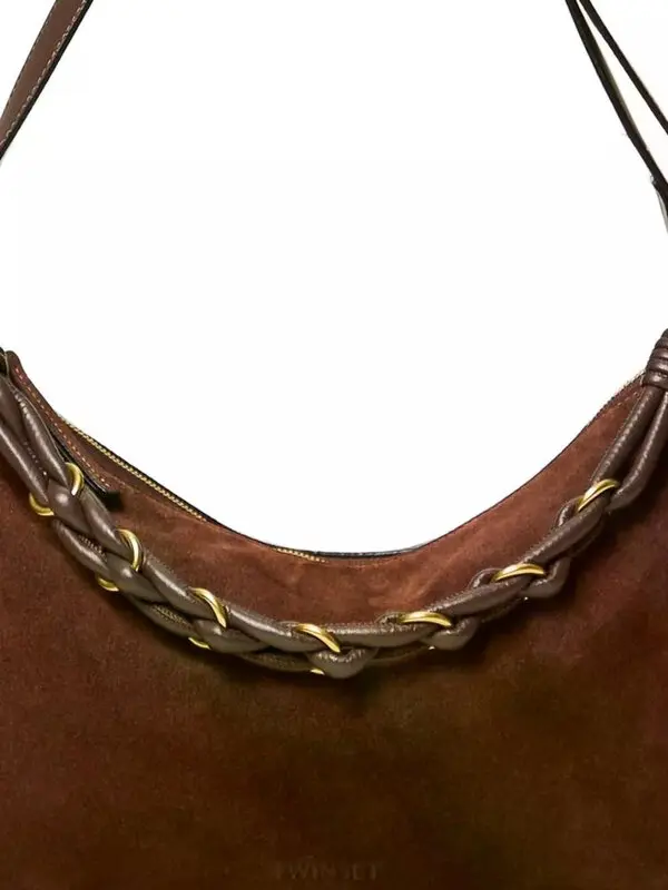 TWINSET Braided-chain Suede Shoulder Bag - Brown