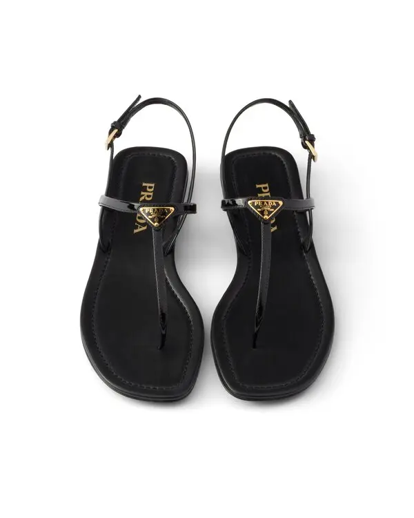 Prada Patent Leather Thong Sandals