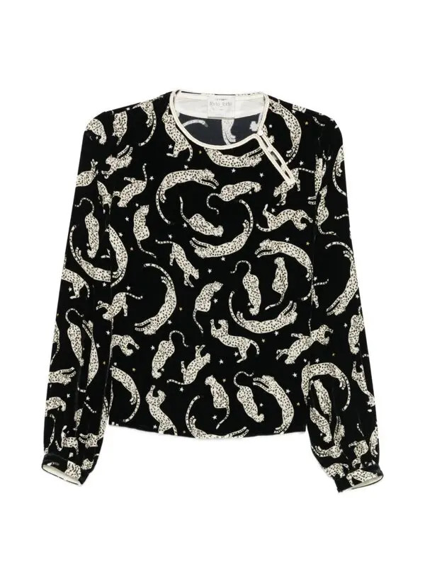 FORTE_FORTE Printed Velvet Blouse - Blue