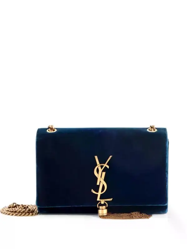 Saint Laurent Classic Monogram Tassel Velvet Small Crossbody Bag