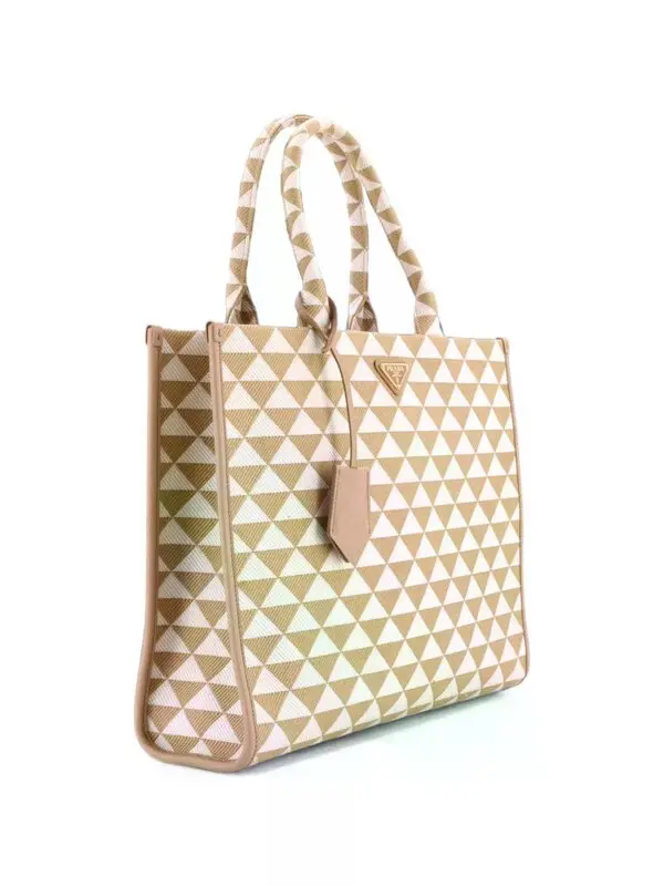 Prada Symbole Shopper Jacquard Large Tote Bag - Neutrals