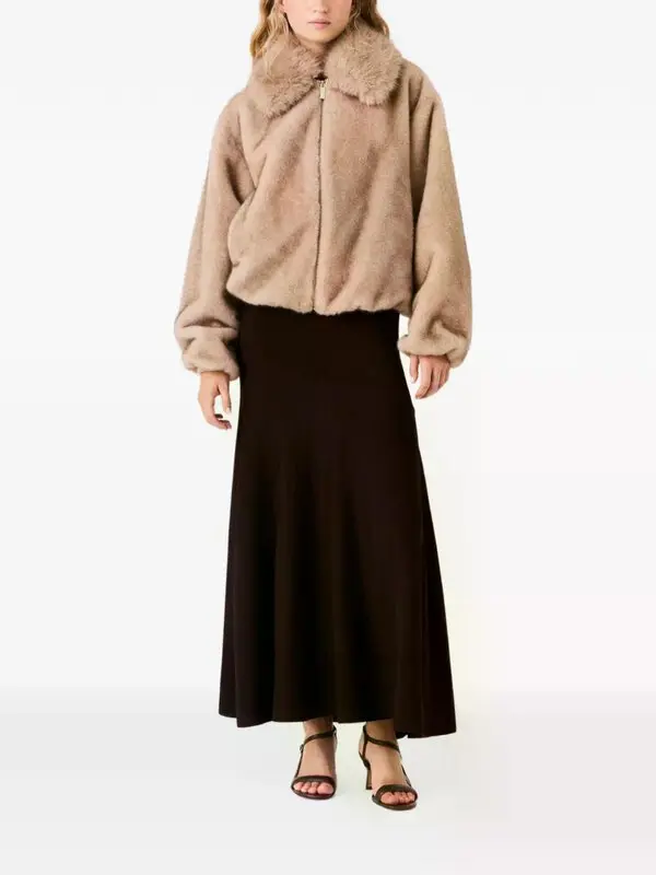 Maje Faux-fur Shawl-collar Coat - Beige