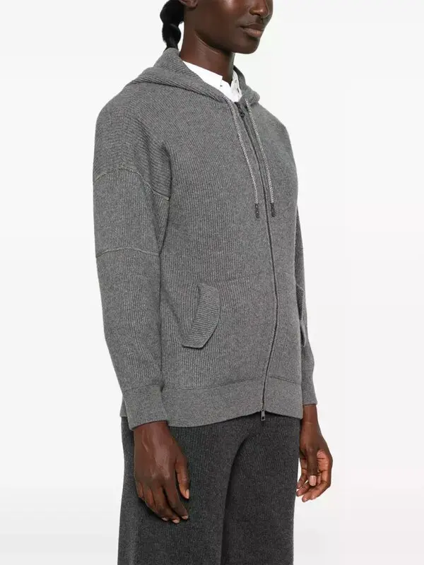 PANICALE Ribbed-knit Zip-up Hoodie