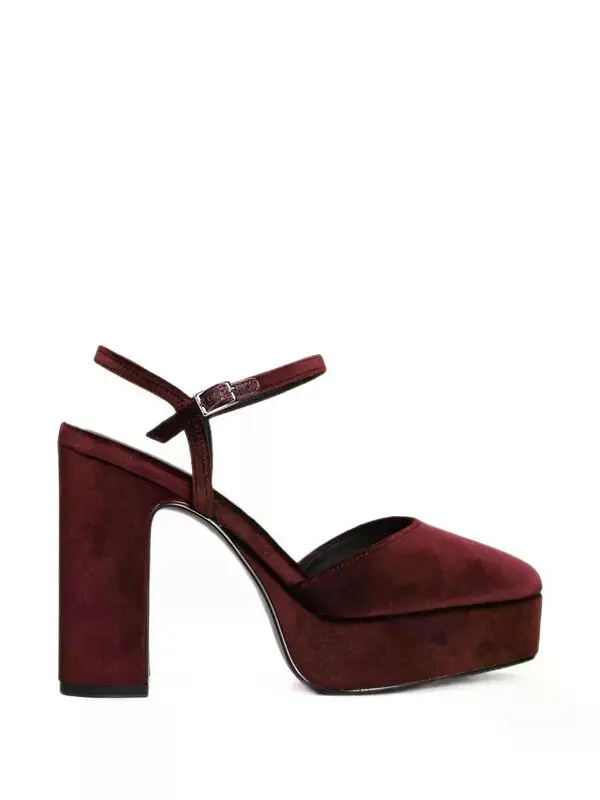 BIBI LOU Velvet Square-toe Heeled Pumps - Red