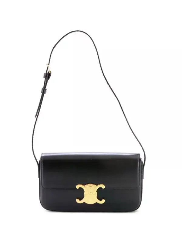 Celine Triomphe East-west Smooth Calfskin Shoulder Bag - Black
