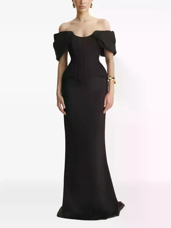 BENEDETTO Off-shoulder Panelled Corset - Black