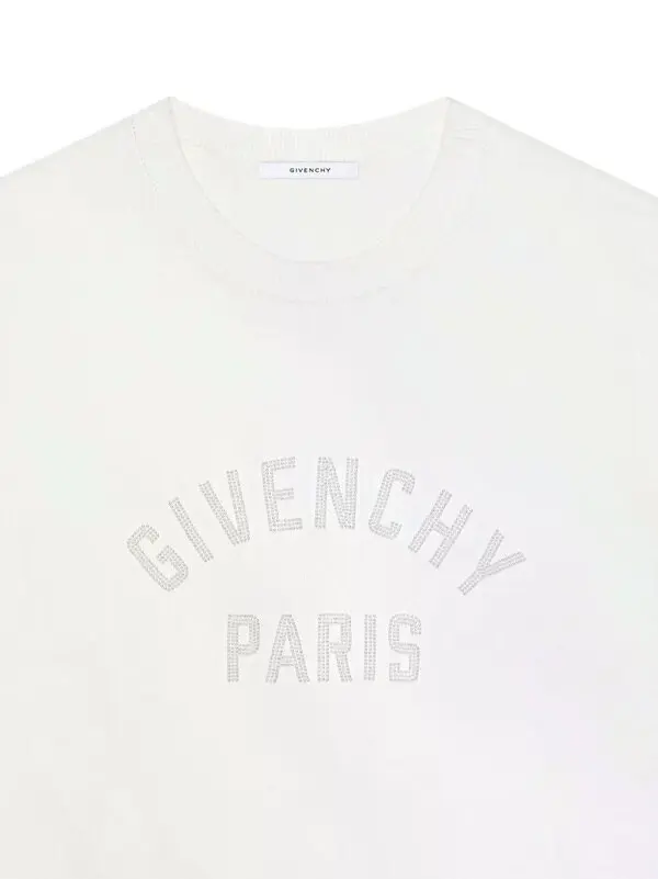 Givenchy T-shirt In Knit With Paris Pearl Embroidery