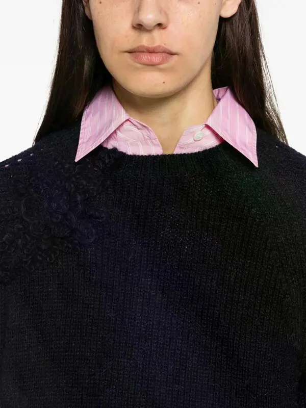 TWINSET Floral-appliqué Raglan-sleeve Sweater
