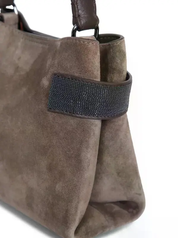 Brunello Cucinelli Essence Small Top-handle Bag In Suede With Precious Bands