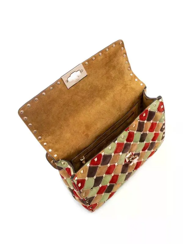 Valentino Garavani Rockstud Spike Small Bag In Patchwork Suede