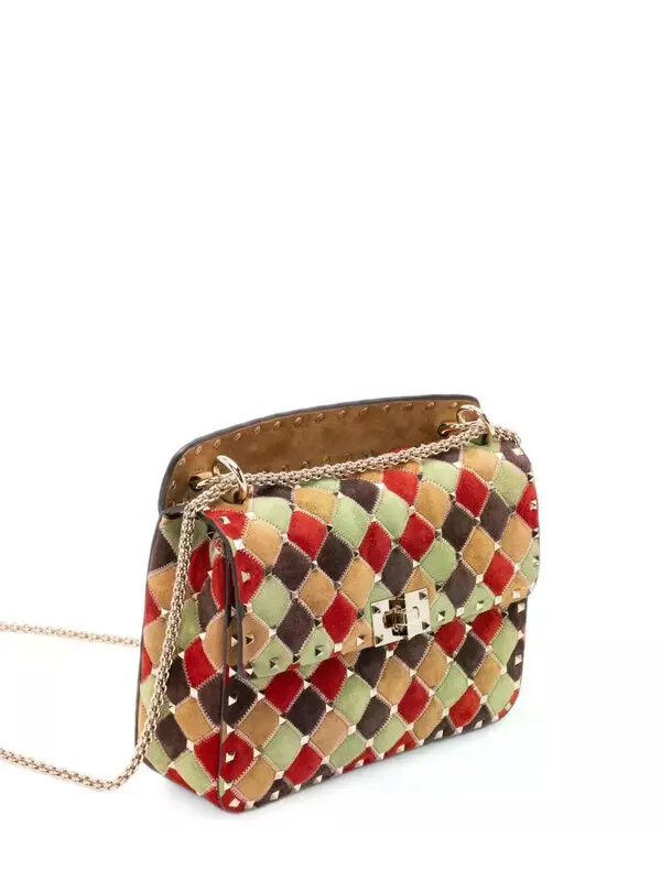 Valentino Garavani Rockstud Spike Small Bag In Patchwork Suede