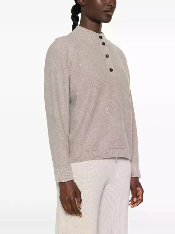 PANICALE Sequin-embellished Button-fastening Sweater