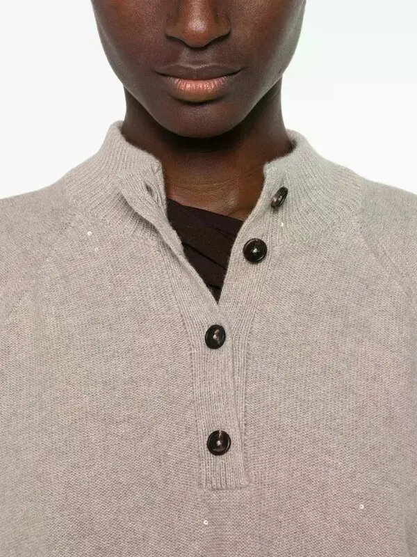 PANICALE Sequin-embellished Button-fastening Sweater