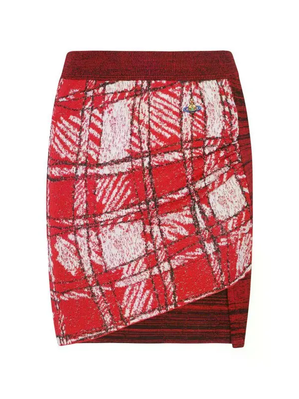 VIVIENNE WESTWOOD Scribble Check Tartan-print Midi Skirt - Red