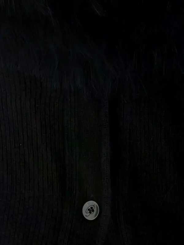 Blumarine Faux-fur Collar Ribbed Cardigan - Black