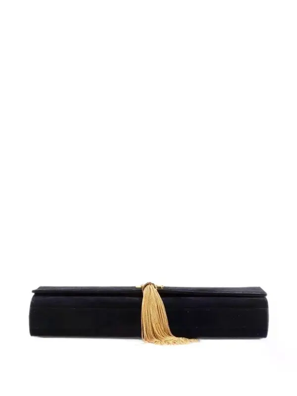 Saint Laurent Classic Monogram Tassel Suede Long Clutch Bag