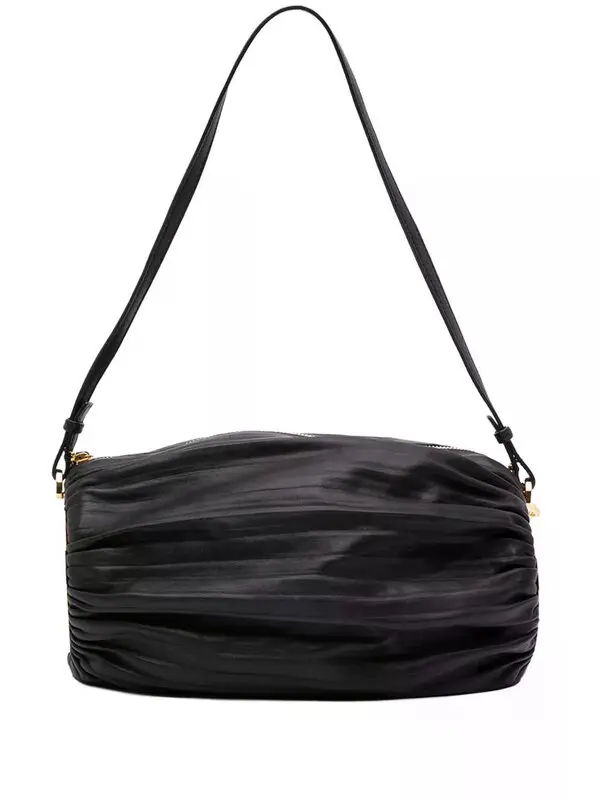Loewe 2021 Pleated Nappa Bracelet Pouch Shoulder Bag - Black