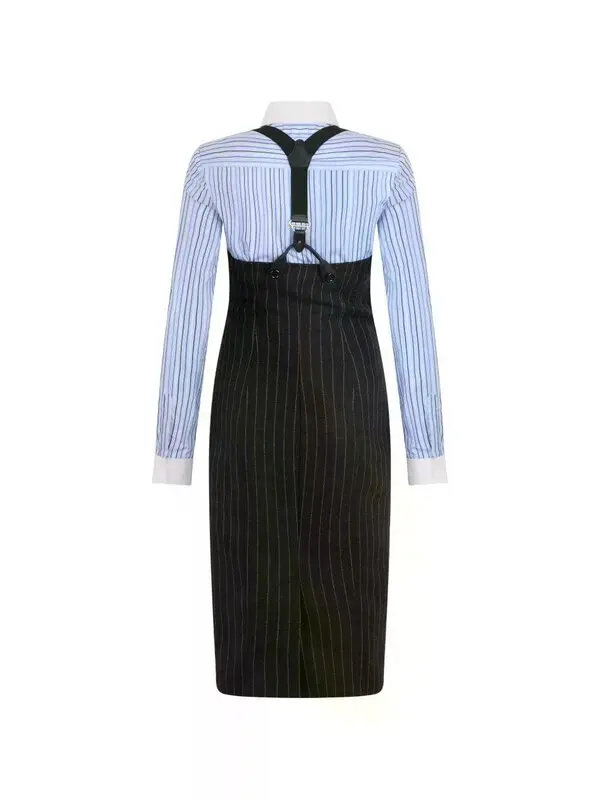 Moschino Pinstriped Suspender-style Midi Shirt Dress