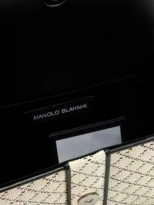 Manolo Blahnik Maycap Buckle-detail Raffia Clutch Bag