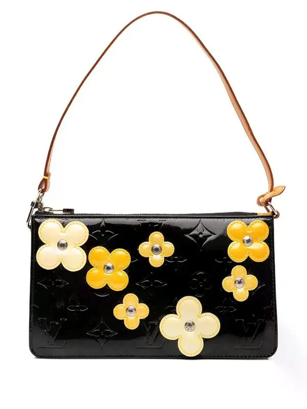 LOUIS VUITTON 2002 Monogram Vernis Lexington Fleurs Pochette Shoulder Bag