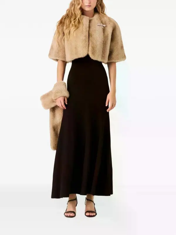 Maje Bow-embellished Faux-fur Coat - Neutrals